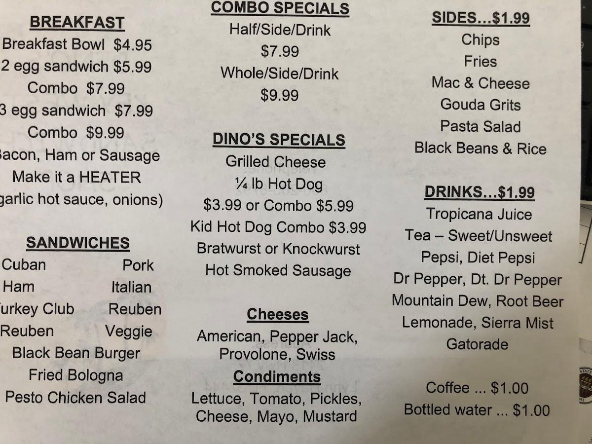 Menu at Key West Sandwich Shop restaurant, Lynn Haven