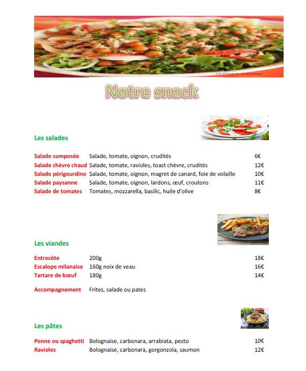 Menu at Le Mozzarella Restaurant - Pizzeria, Froges