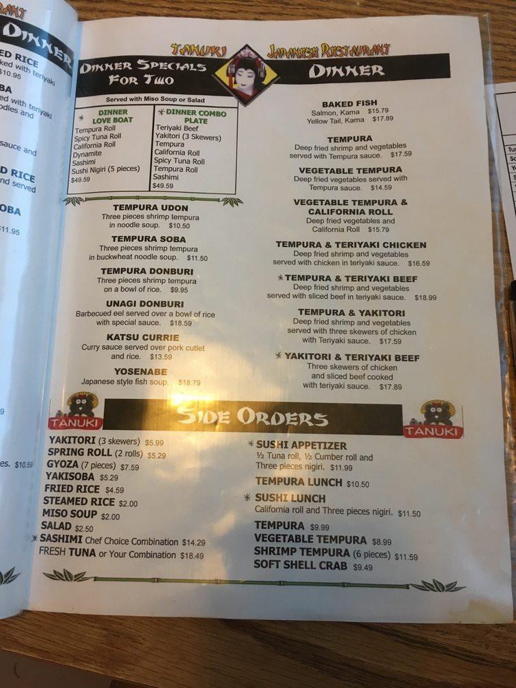 Tanuki Sushi Bar & Garden Menu