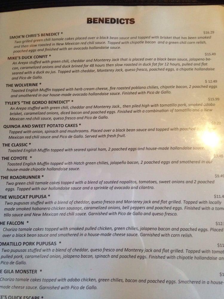 Menu at Baja Cafe on Campbell, Tucson