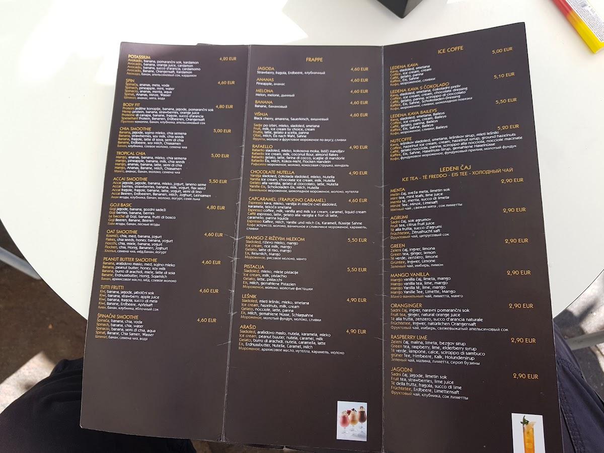 Menu at Cacao Ljubljana pub & bar, Ljubljana, Petkovškovo nabrežje 3