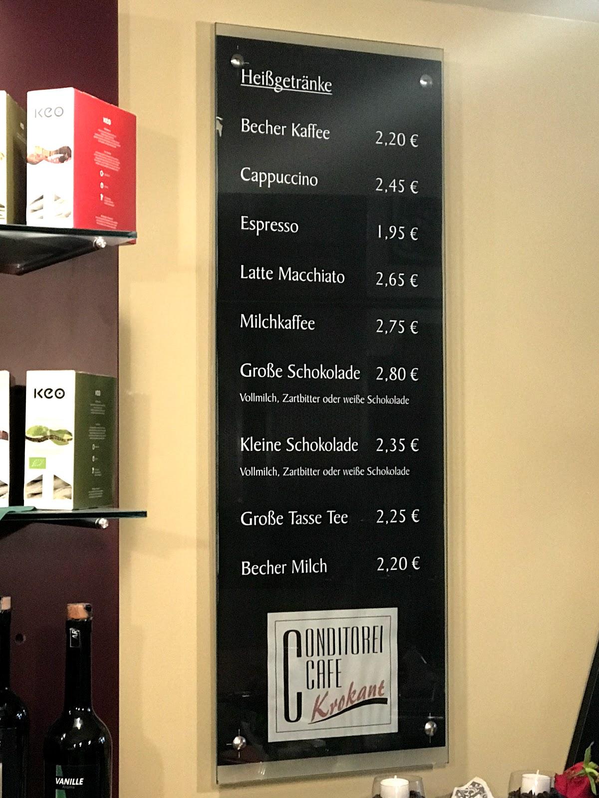 Menu at Café Krokant, Schulers biobackhaus cafe, Ansbach, Martin-Luther ...