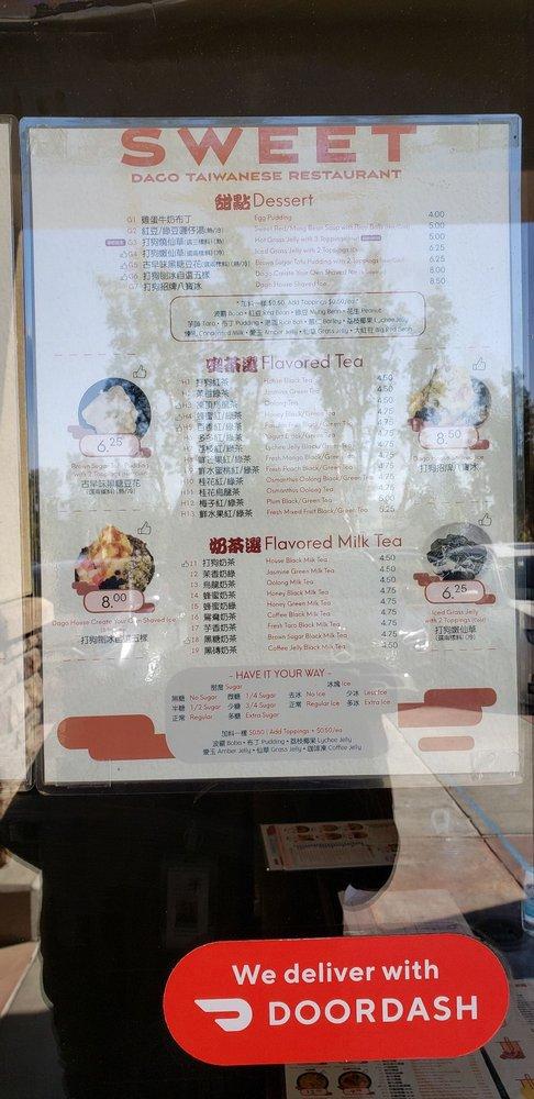 Carta de Dago Taiwanese Restaurant, Chino Hills