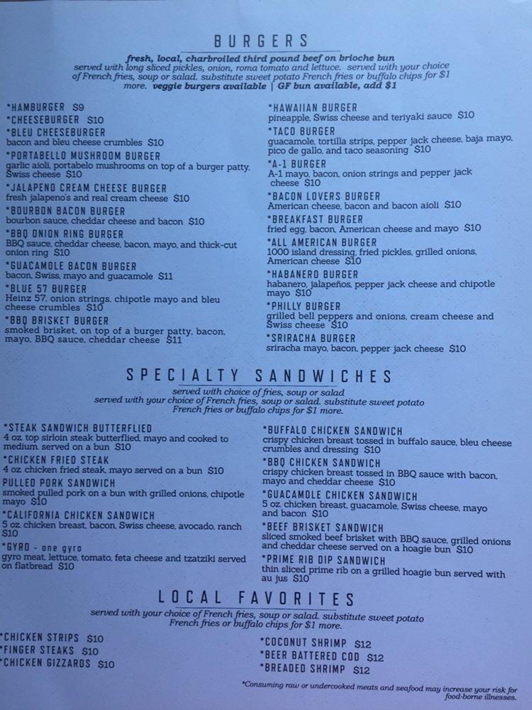 Carta de parrilla Eagle Cap Grill, Baker City