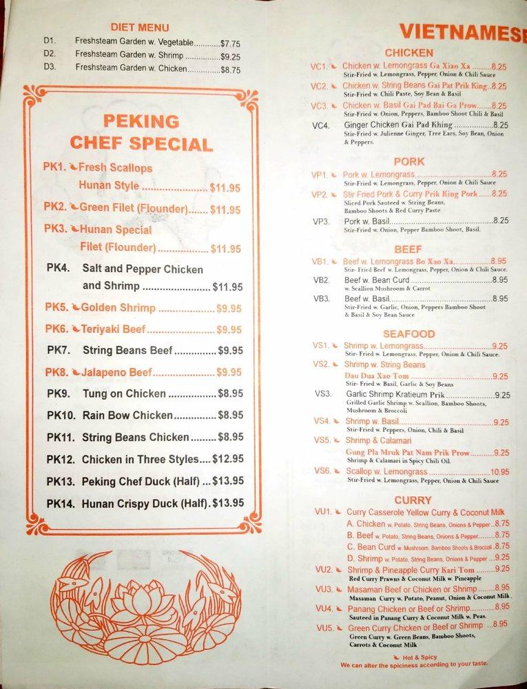 Menu at Phoenix Palace restaurant, El Paso