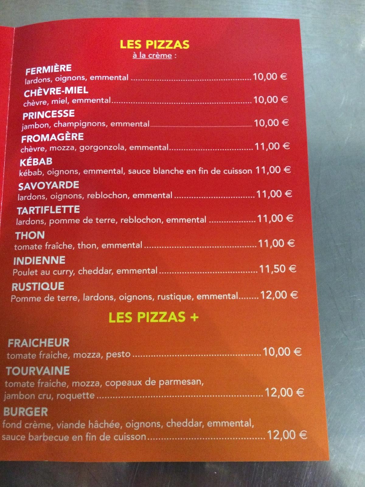 Menu at Pizza Plus restaurant, Tourves