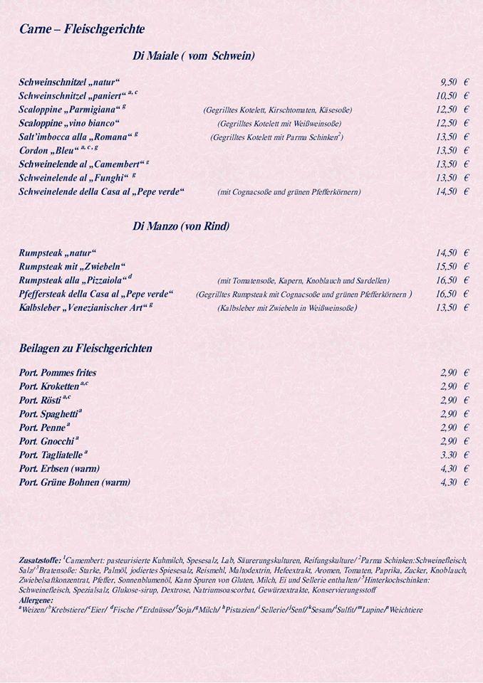 Speisekarte von Pizzeria Rheintal, Bruchsal