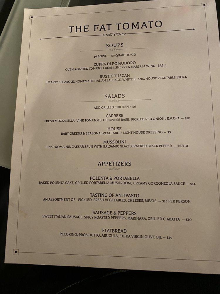 Menu at The Fat Tomato pub & bar, Willoughby, 3rd St