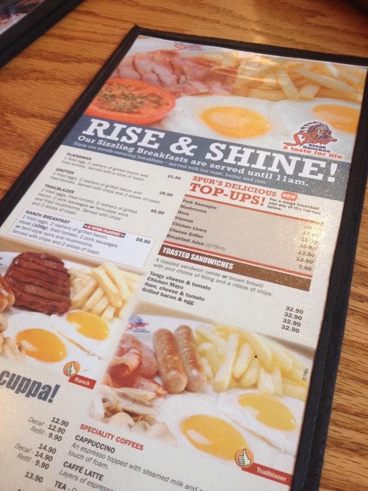 Menu at Thunder Ridge Spur Steak Ranch restaurant, Pretoria, Cnr ...
