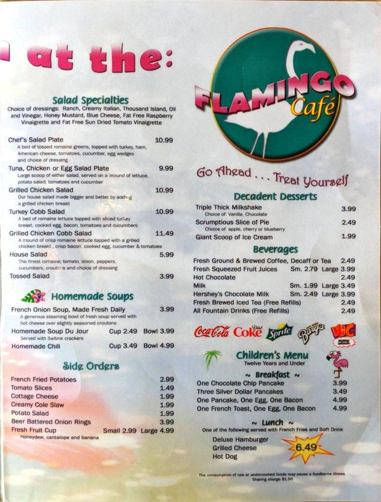 Menu at Flamingo Cafe, Palm Beach Gardens, PGA Boulevard