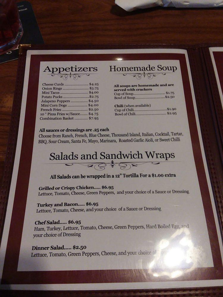 Menu at Kate's Bar, Barron