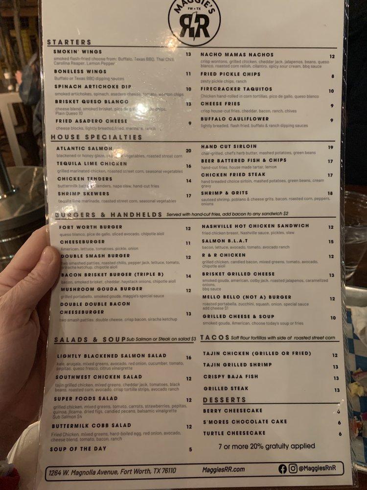 Menu at Maggie's RnR pub & bar, Fort Worth