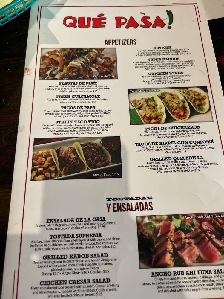 Menu at Que Pasa Mexican Cafe, Bakersfield, Ming Ave