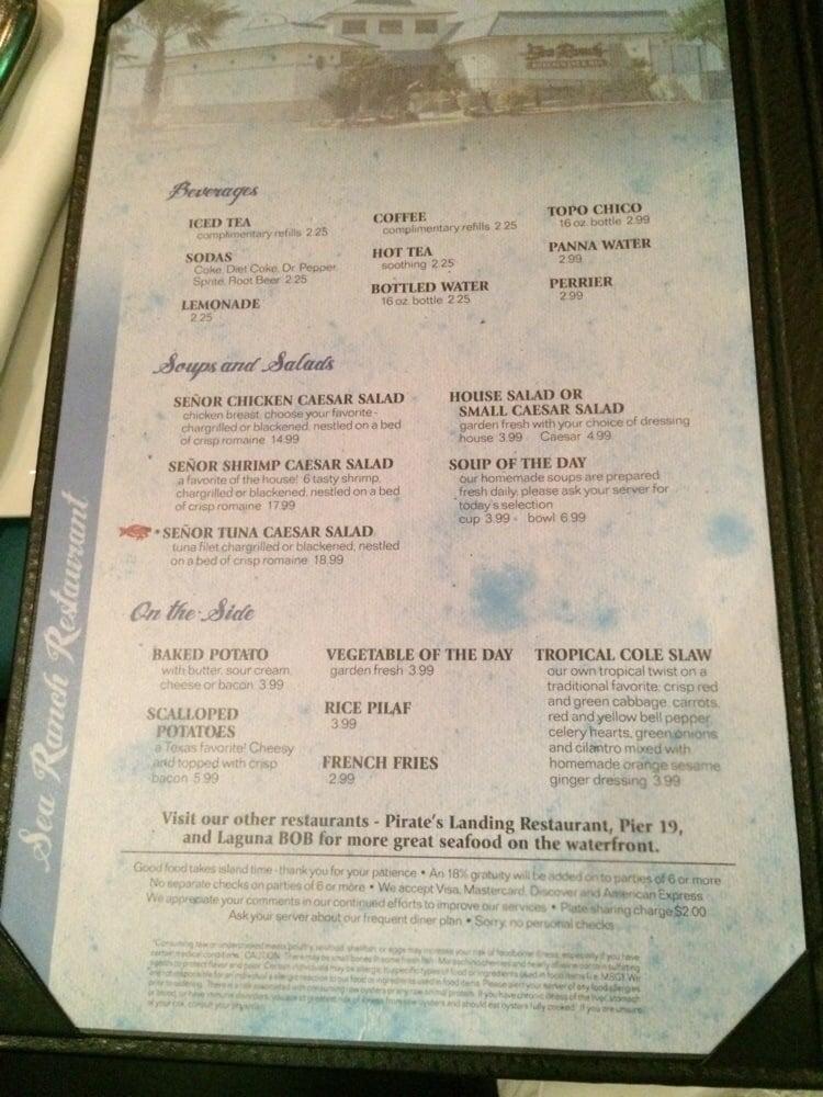 Menu at Sea Ranch Restaurant, South Padre Island, 33330 State Park Rd ...