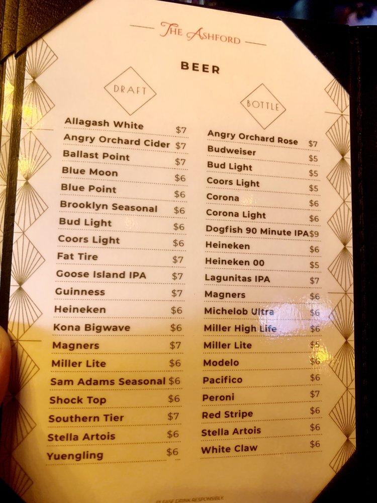 Menu at The Ashford pub & bar, Jersey City