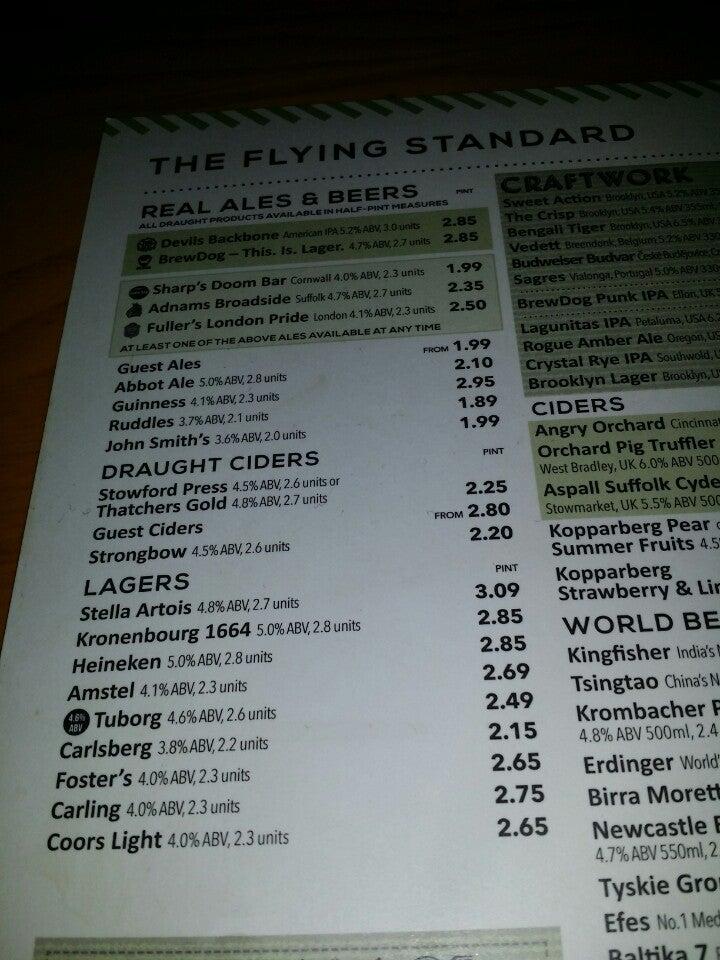 Menu at The Flying Standard - JD Wetherspoon pub & bar, Coventry