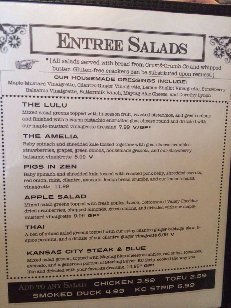 Menu at Ad Astra Steakhouse, Strong City