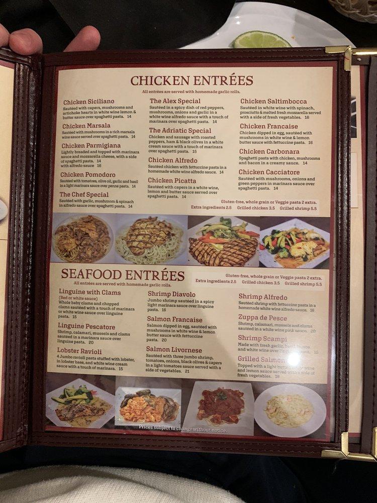 Menu at Adriatic Cafe Italian Grill, Katy