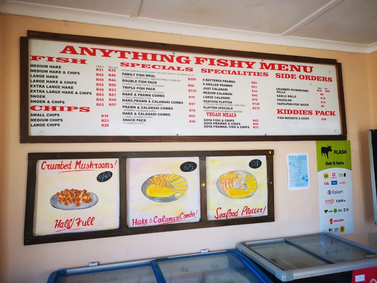 Menu at Anything Fishy restaurant, Scottburgh