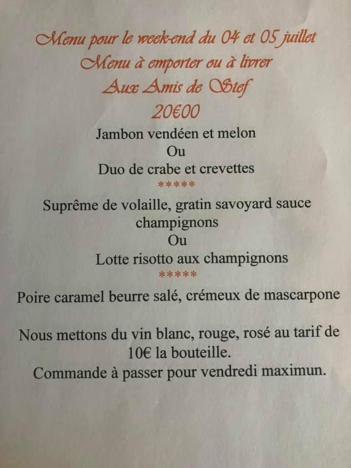 Menu au Aux Amis de Stef restaurant, Echinghen