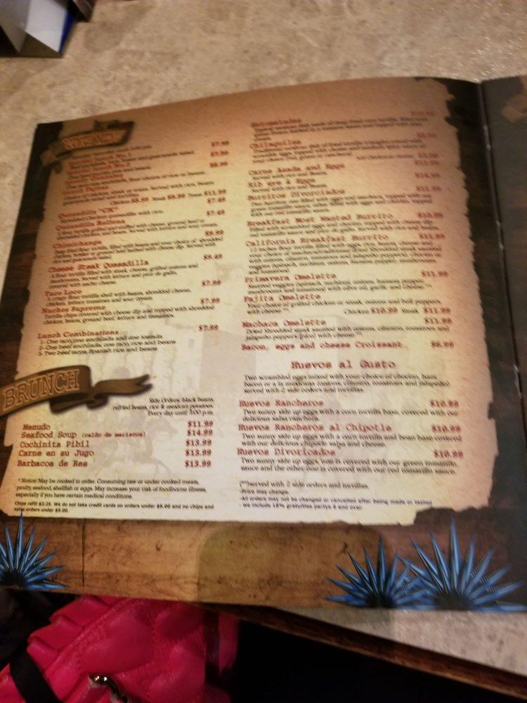 Menu at Blue Agave restaurant, Douglasville, Chapel Hill Rd