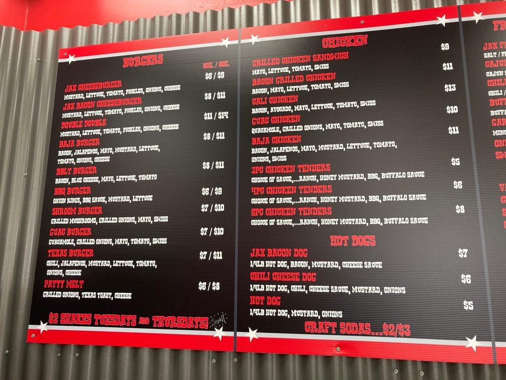 Menu at Jax restaurant, Pearland, E Broadway St Suite 128