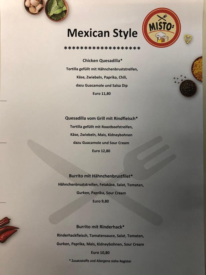 Speisekarte von Mistos restaurant, Neustadt (Wied)