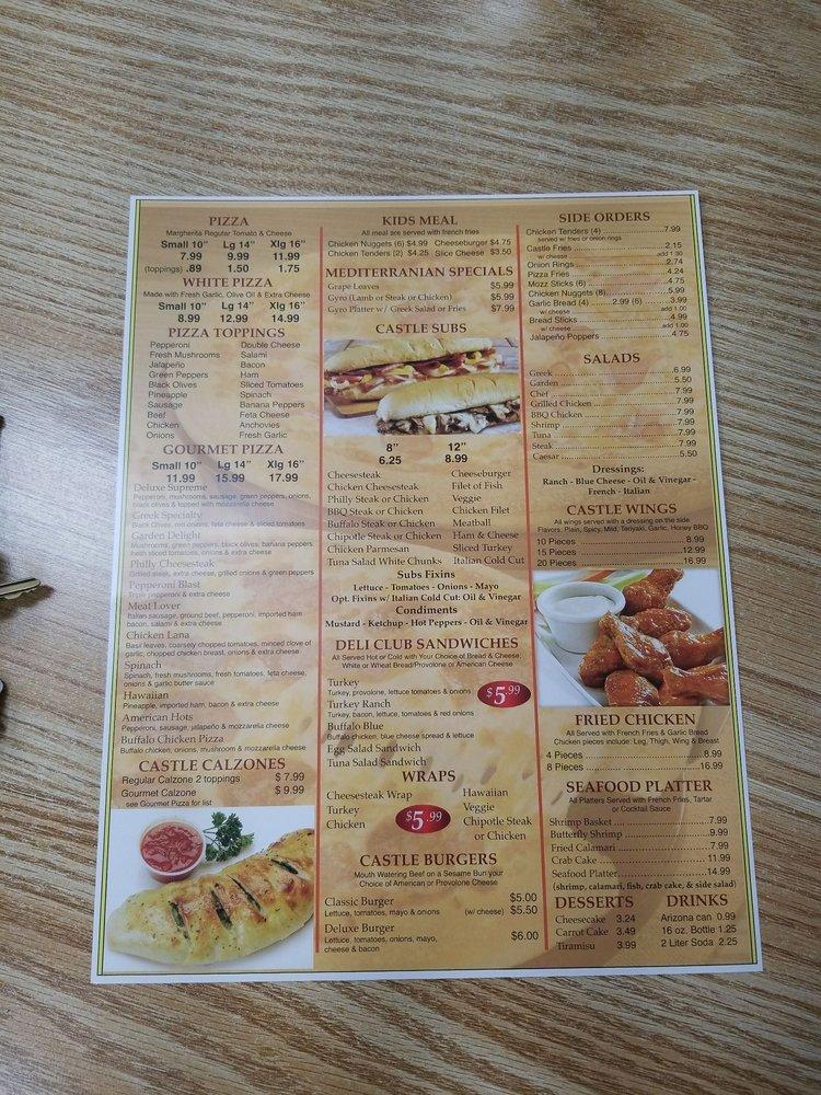 Menu at Pizza Castle pizzeria, White Oak, New Hampshire Ave