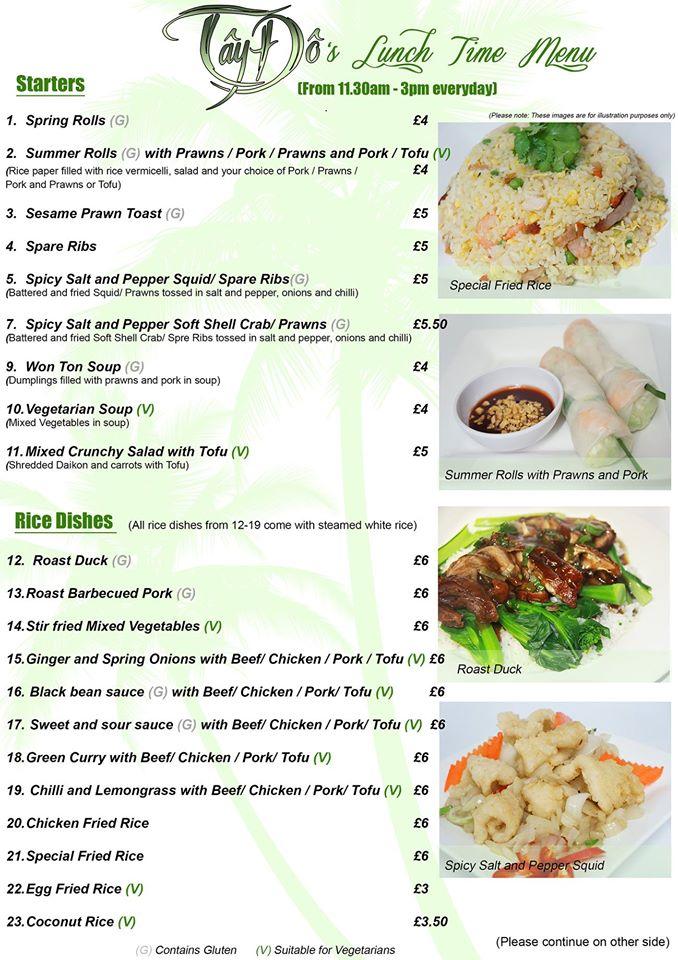 Menu at Tay Do Restaurant (Kingsland Road), London