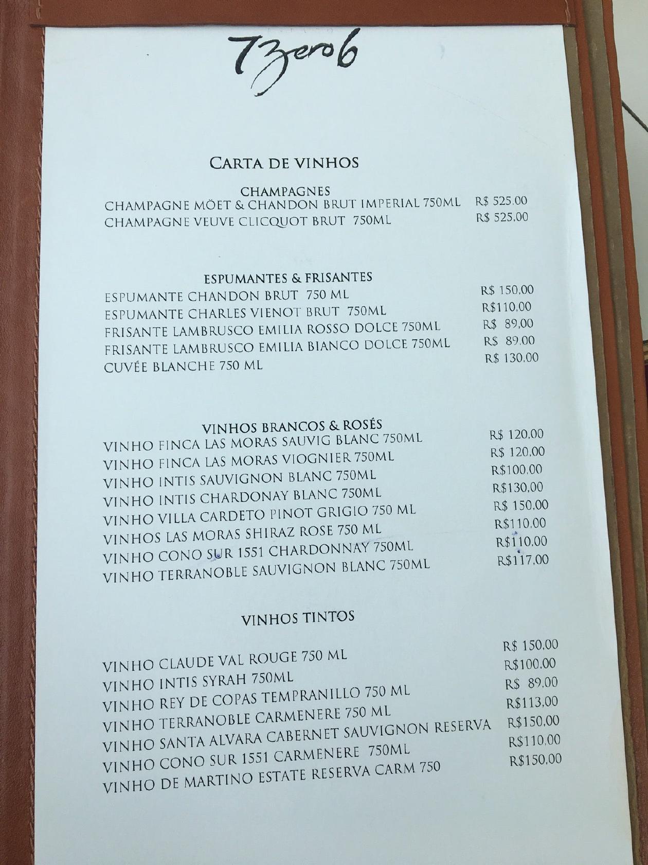 Menu em Espaço 7zero6 restaurante, Rio de Janeiro