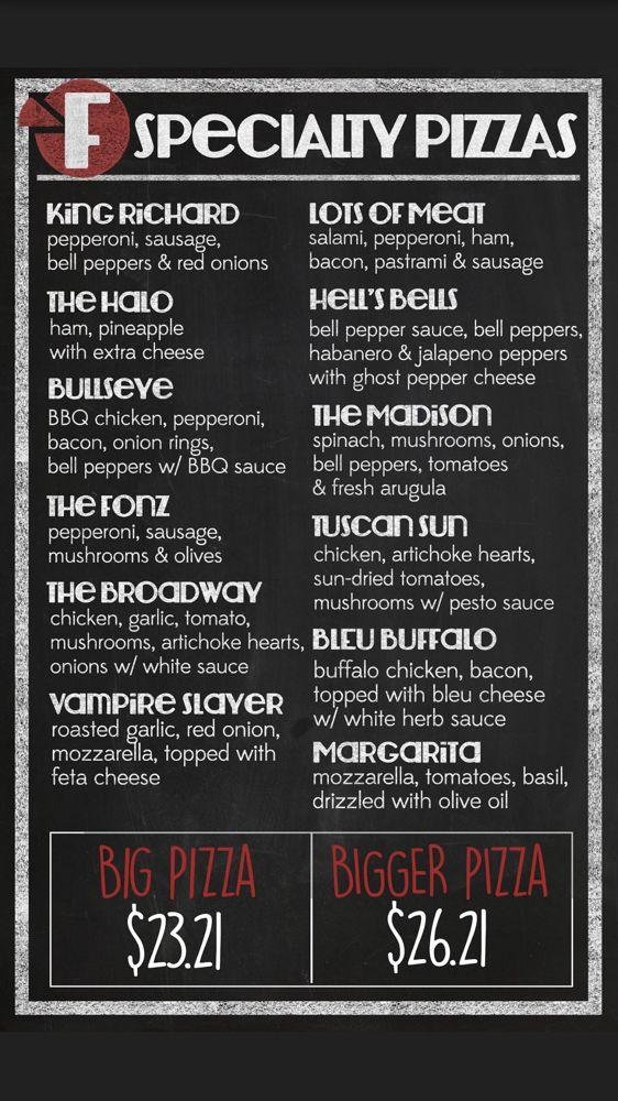 Menu at Fratelli's Pizza Parlor pizzeria, Redding