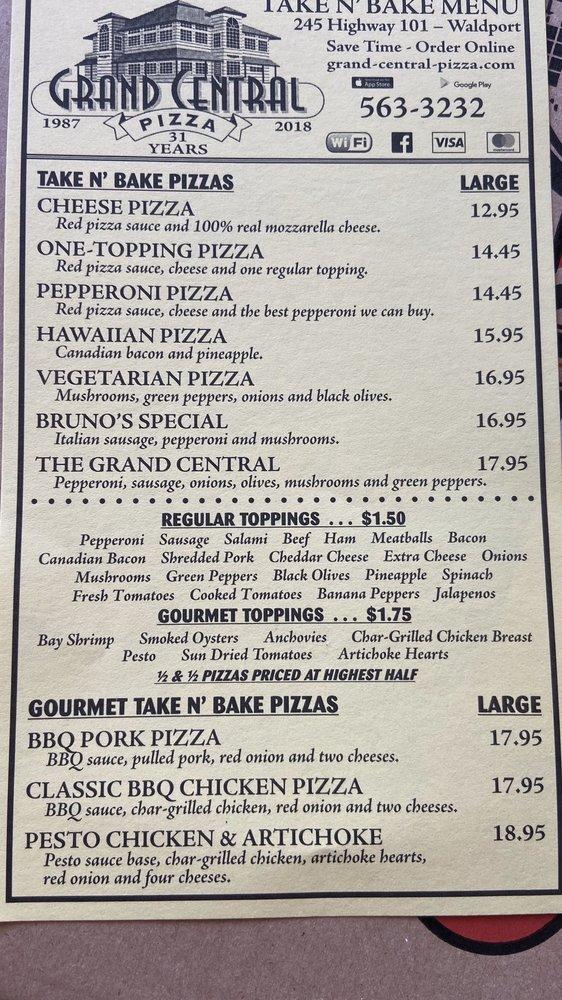 Menu at Grand Central Pizza pizzeria, Waldport