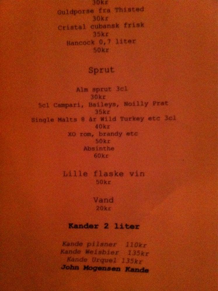 Menu at Riesen Bar, Copenhagen