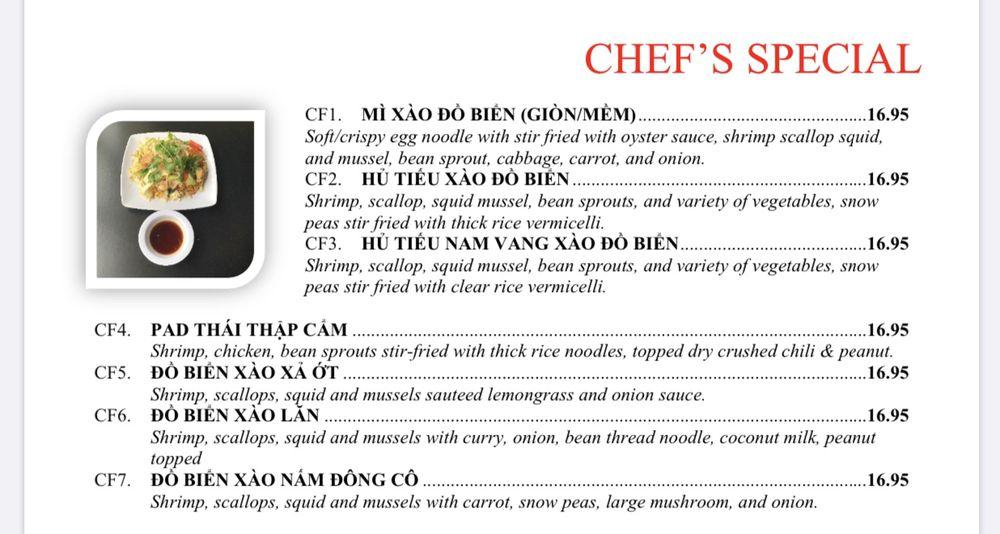Menu at Saigon City restaurant, Denver