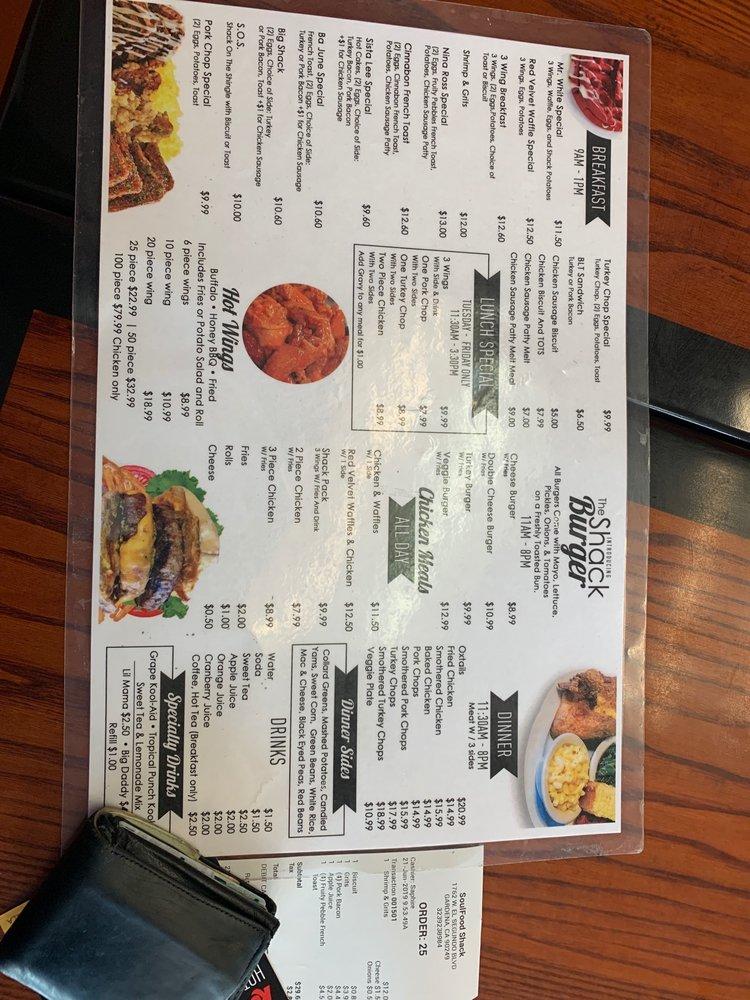 Menu at Soul Food Shack restaurant, Gardena