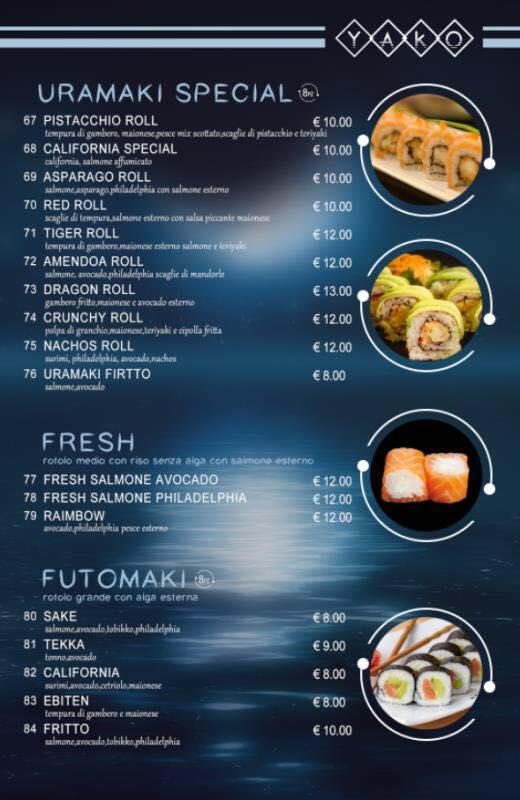 Menu at Yako Asian Fusion restaurant, Cesena, Viale Gaspare Finali