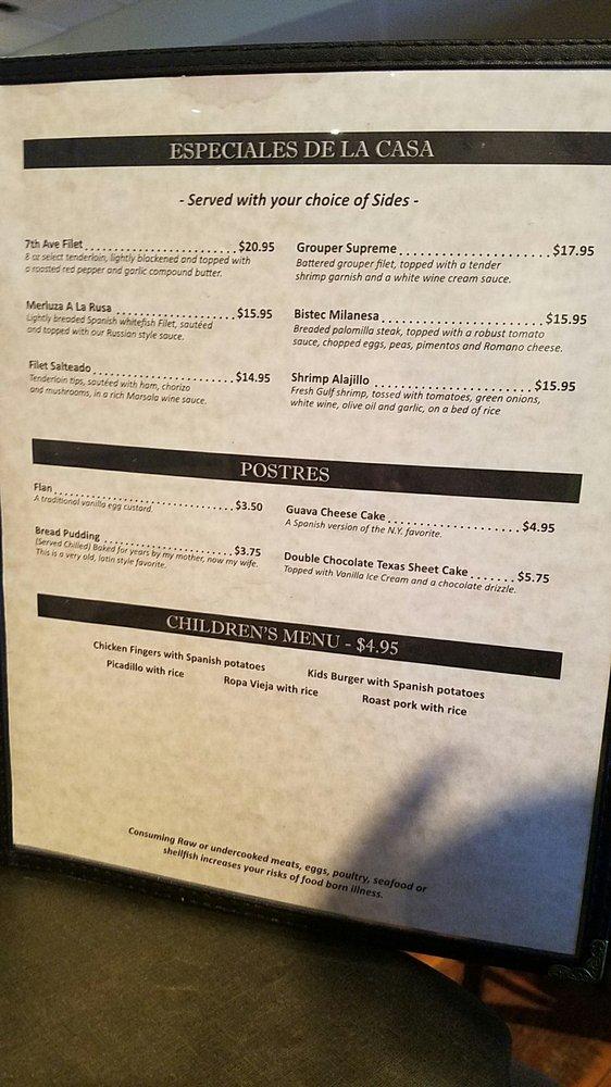 Menu at Ybor Grille pub & bar, Ruskin, 339 19th Ave NE