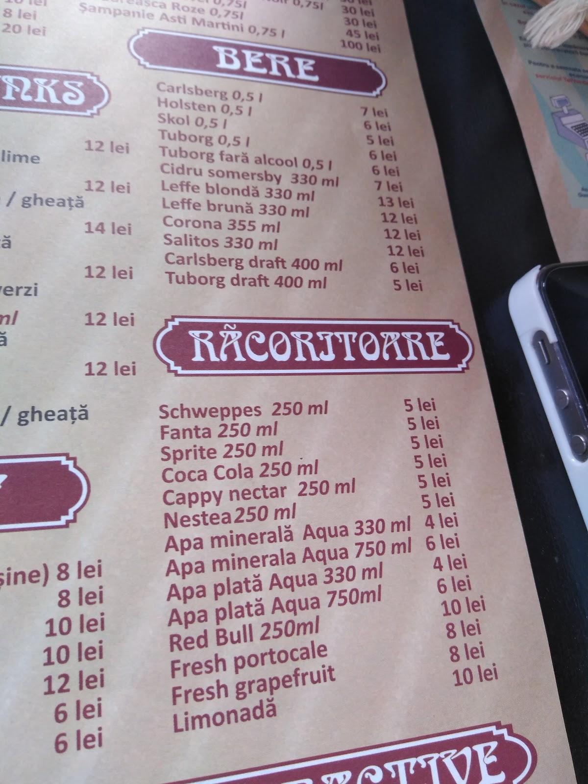 Menu at BBC, Vălenii de Munte