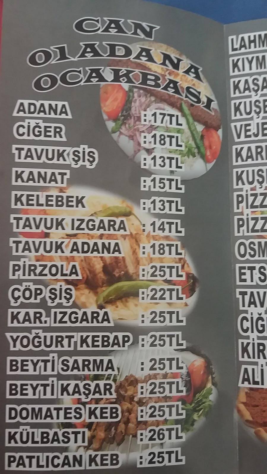 Menu at Can 01 Adana Ocakbaşı, Serik