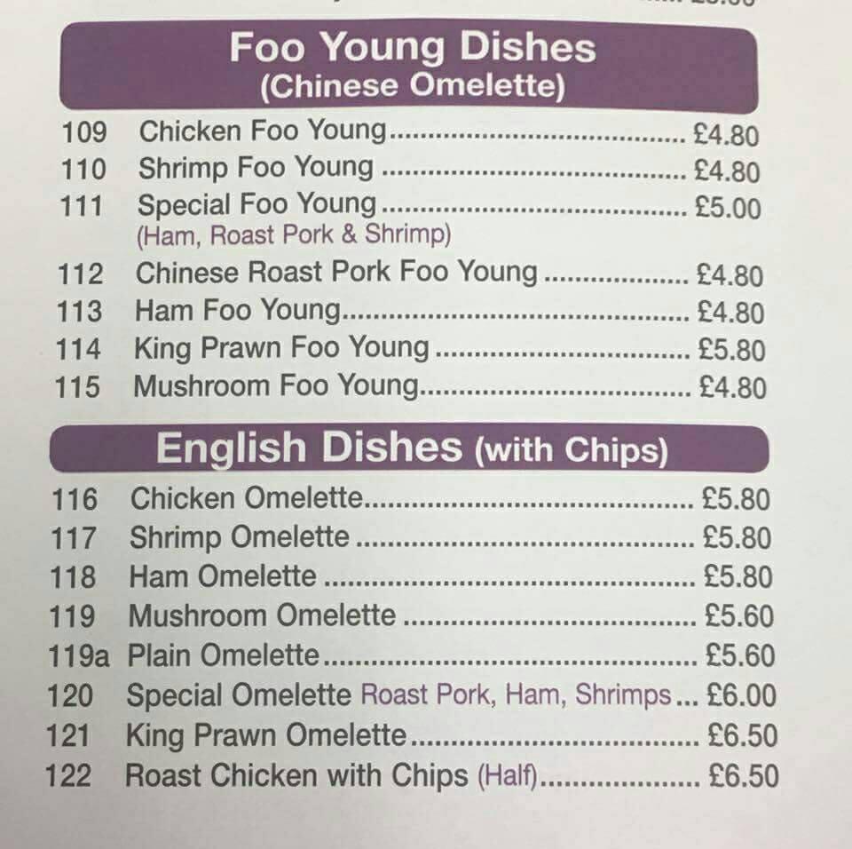 Menu at Hoi Shan fast food, Newton Abbot