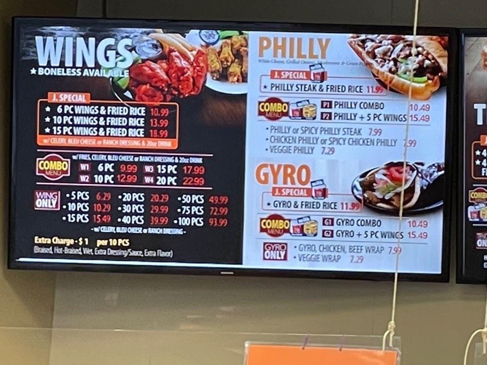 Menu at J Buffalo Wings restaurant, Roswell