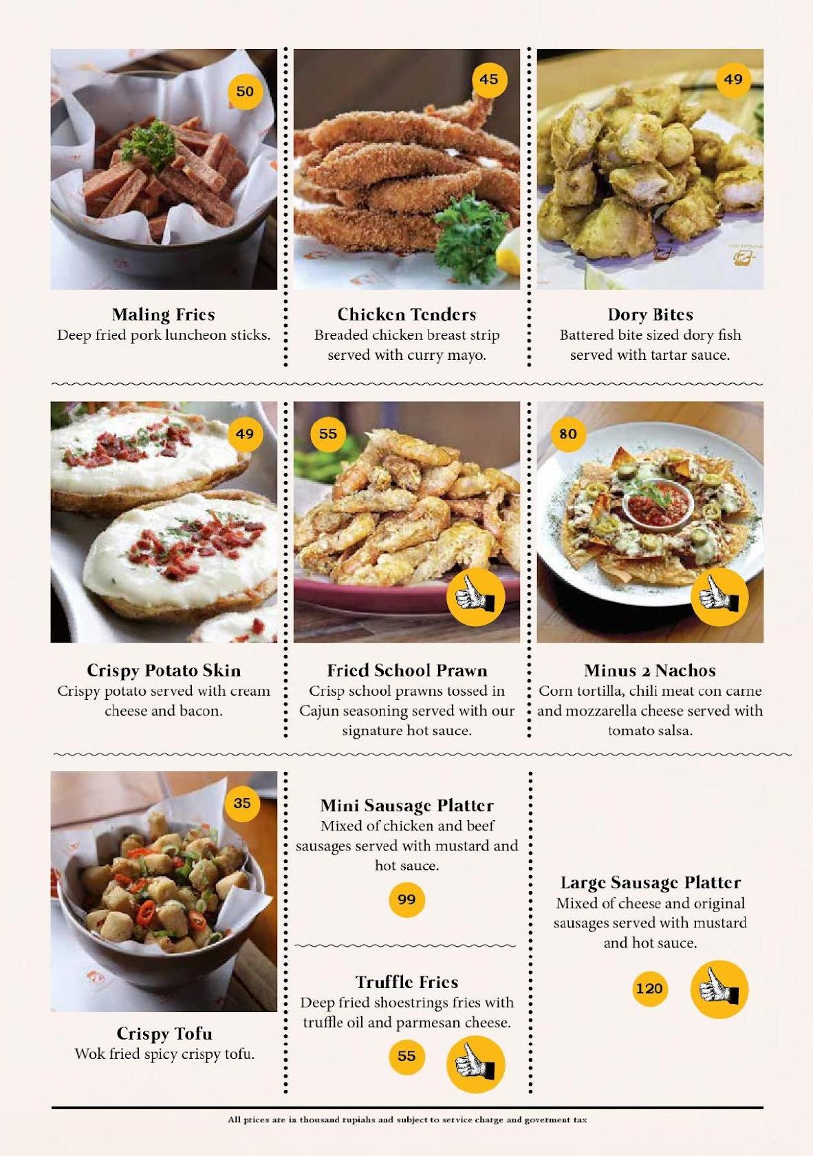 Menu at Minus Two Restaurant & Bar, Jakarta, Jl. Pantai Indah Selatan ...