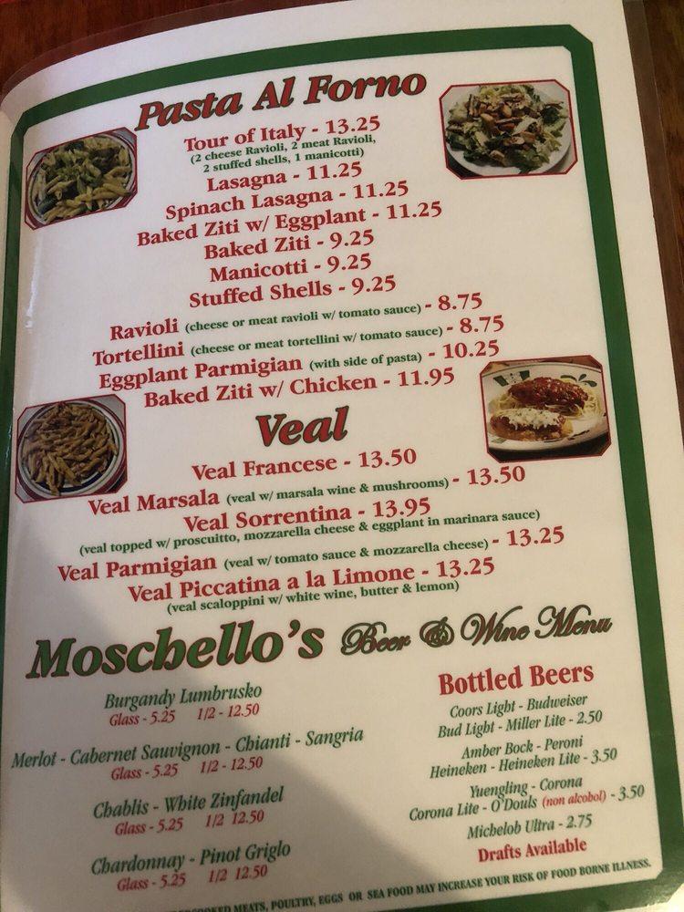 Menu at Moschello's Pizza pizzeria, Homosassa