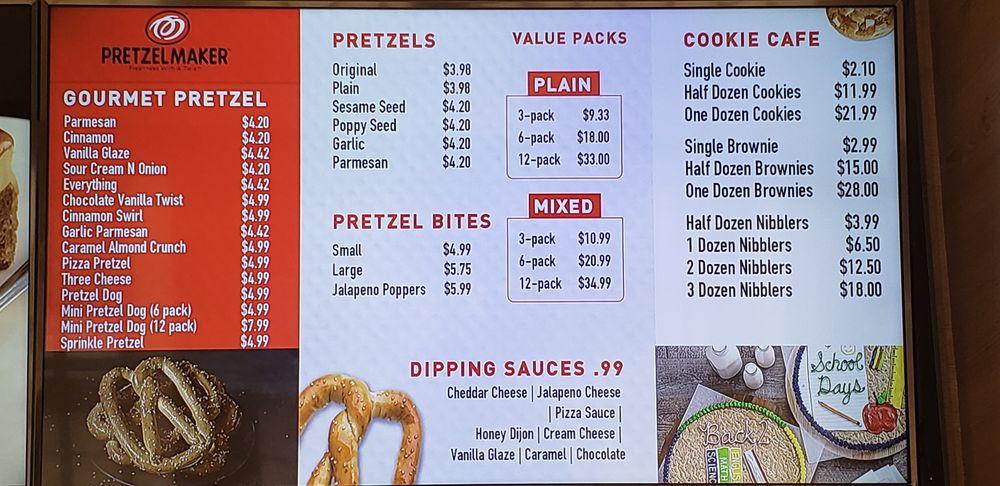 Menu at Mrs. Fields desserts, Mississauga, 100 City Center Drive