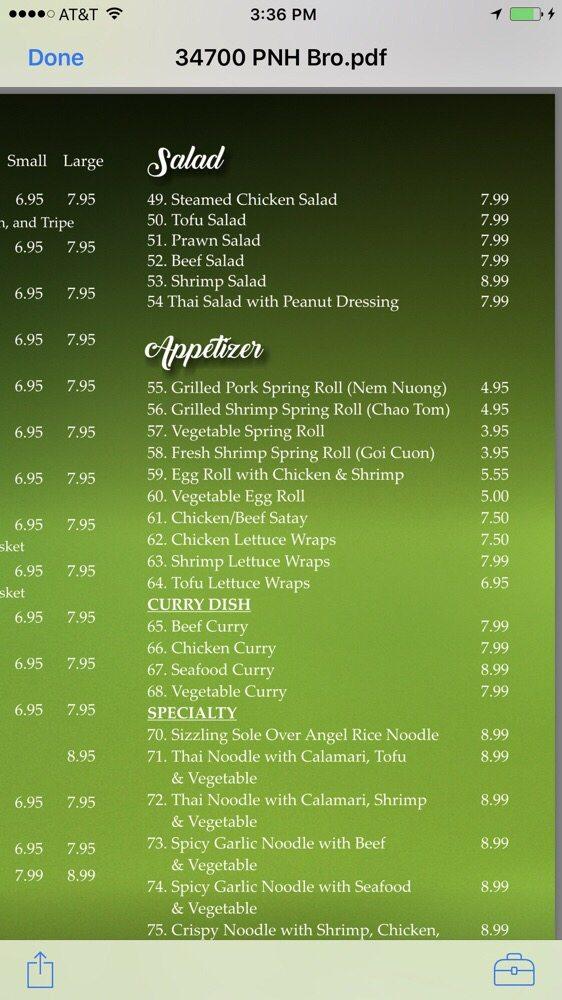 Menu at Pho Noodle House restaurant, Placentia