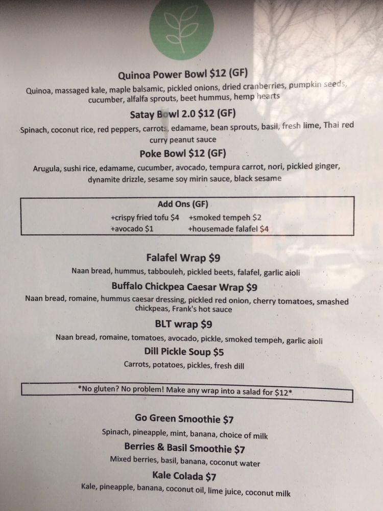 Menu at Sprout Plant Based Eatery restaurant, Nelson