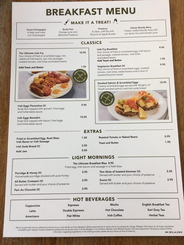 Menu at The Slaney pub & bar, Dublin