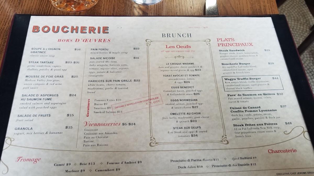 Menu at Boucherie West Village pub & bar, New York City, 99 7th Ave S