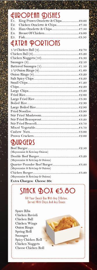 Menu at Happy House restaurant, Castlefinn
