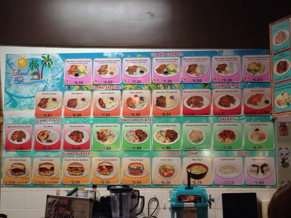 Menu at Island Hut restaurant, Lomita